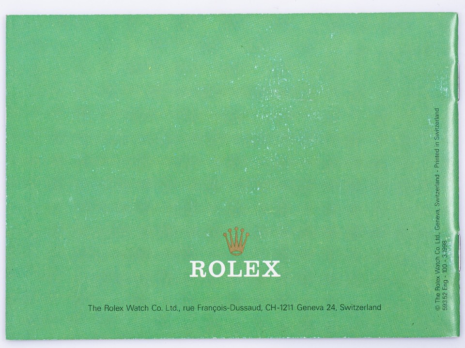Original Rolex Datejust English Booklet Dated 1998! Ref. 593.52 | eBay