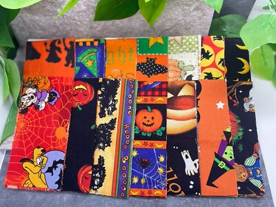 28 PC (14 Designs-2.5x10" Strips 2 Each) Halloween Fabric Free Ship ...