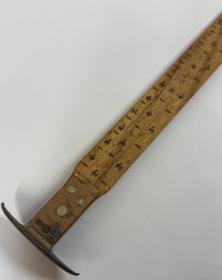 Vintage Handmade Larry Barber Brass Wood Logging Ruler Board Feet ...