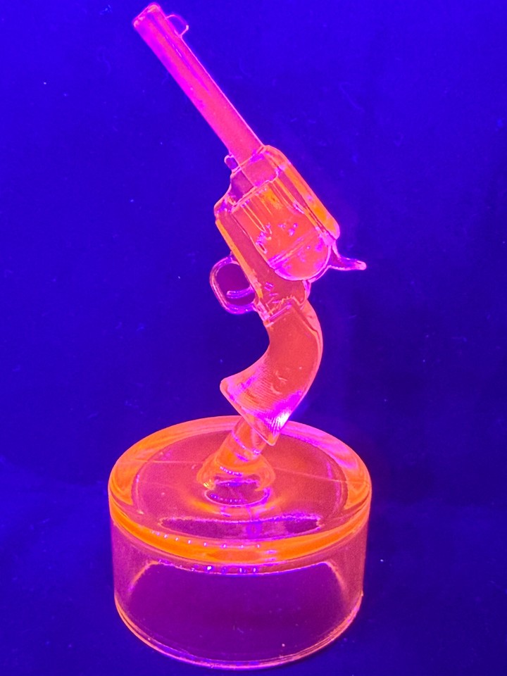 Green Vaseline glass Colt Revolver pistol uranium cowboy army gun ...