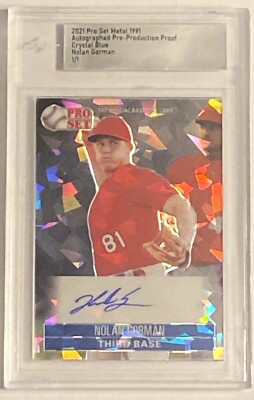 2021 Pro Set Metal Nolan Gorman Crystal Blue Pre-Production Proof Auto ...