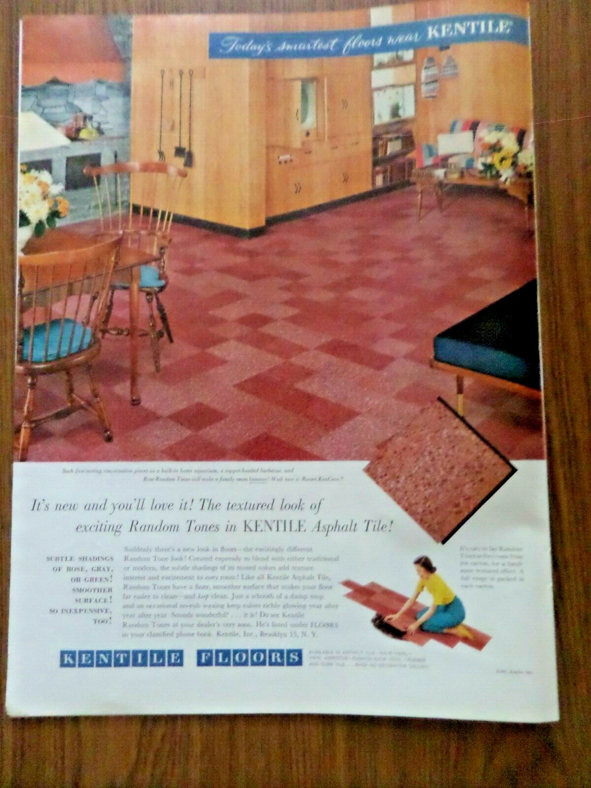 1957 Kentile Vinyl Tile Floors Ad Family Room | eBay