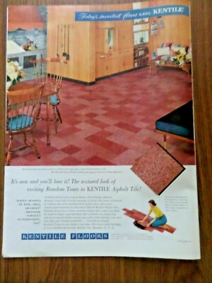 1957 Kentile Vinyl Tile Floors Ad Family Room | eBay