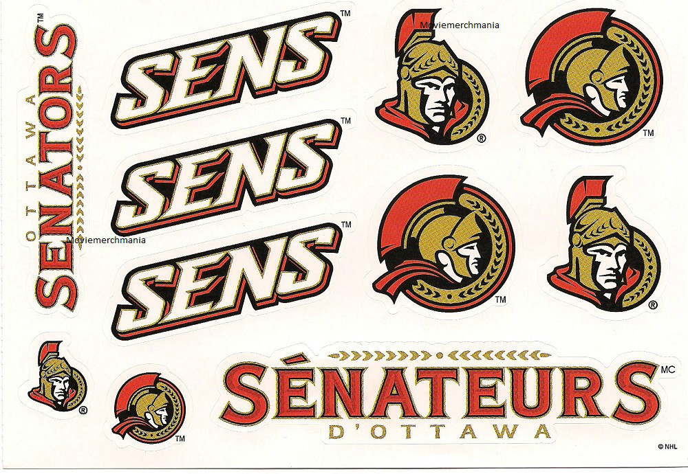 Ottawa Senators Sticker Decal Lot Sheet 5.75" x 5.5" Licensed Stickers ...