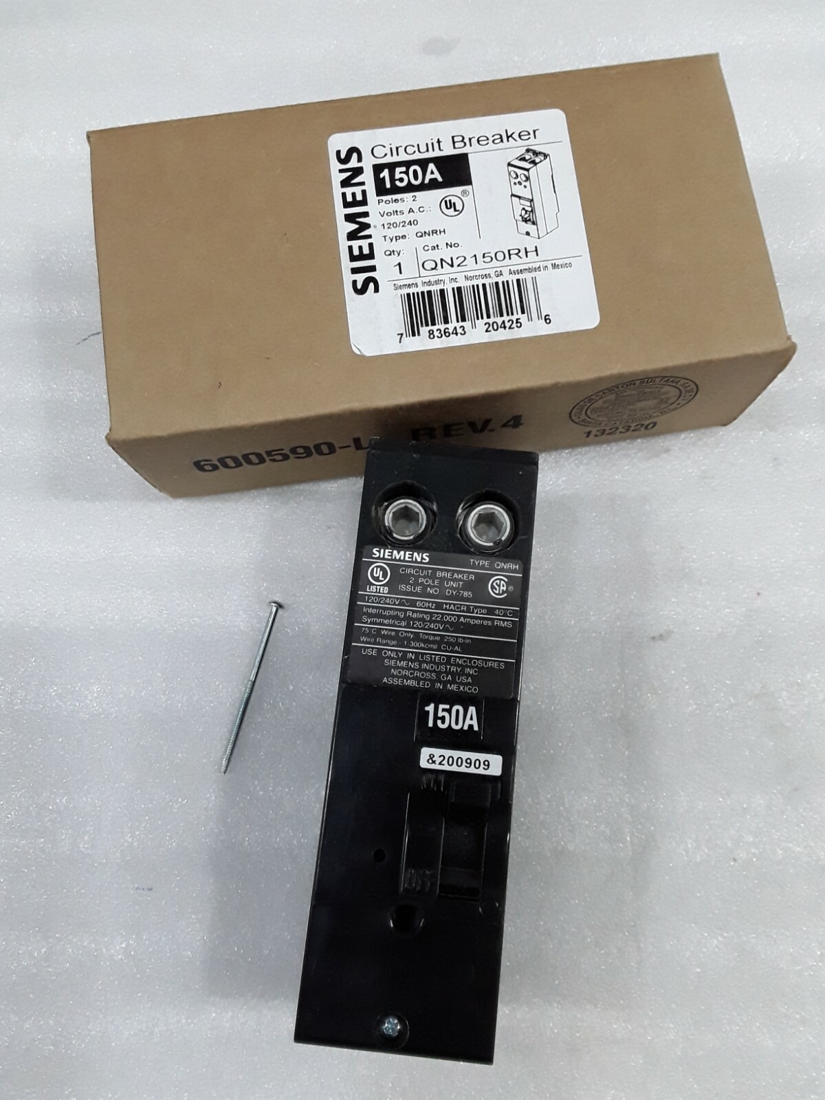 QN2150RH SIEMENS 150AMP 2OLE 240V NEW | eBay