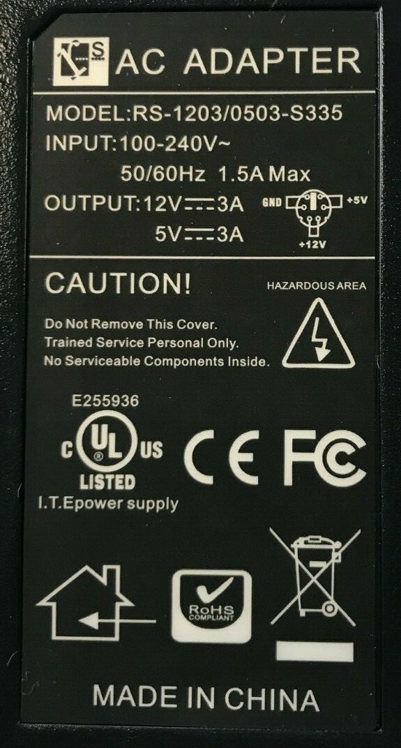 ☀New 6-Pin AC Adapter For RS-1203/0503-S335 RS-12030503-S335 12V 5V ...