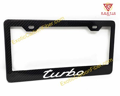 Turbo Blanc Script Lettrage Carbone Fibre Licence Plaque Cadre 2x2 ...