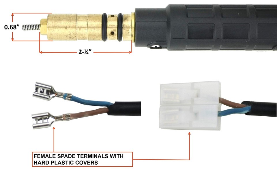 100 Amp MIG Gun Torch compatible with Hobart - 10 Feet Cable - Spade ...