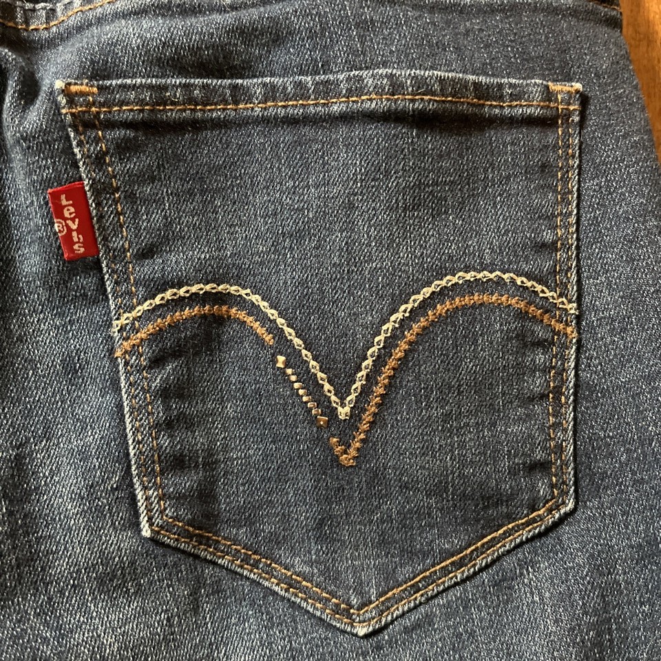 Levis 529 Curvy Boot Jeans Womens 12 M Blue Denim Stretch Mid Rise Red ...