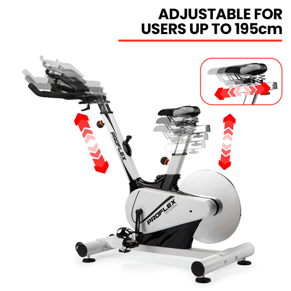 PROFLEX Heavy Duty Stationary Exercise Spin Bike 13kg Flywheel Pulse ...