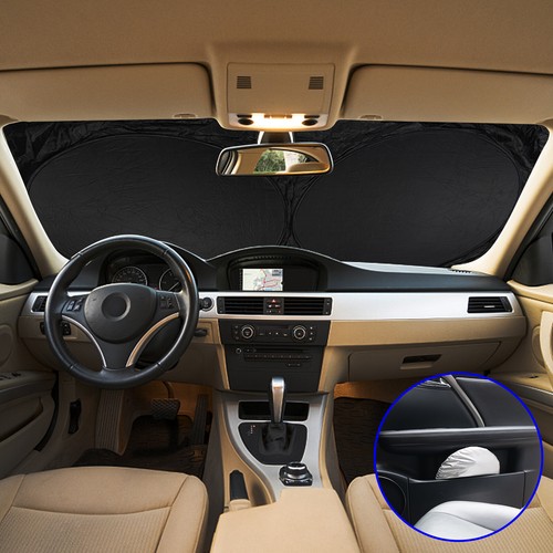 OUTER & INNER Car Sun Shade Windshield Foldable Visor Cover UV Block ...