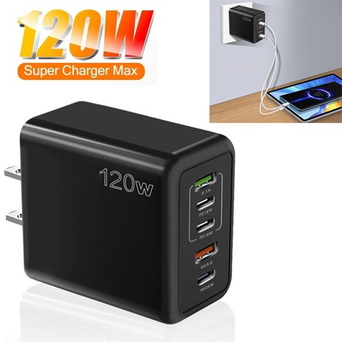 120W Multi-Port USB-C Super Fast Wall Charger Power Adapter For Cell ...