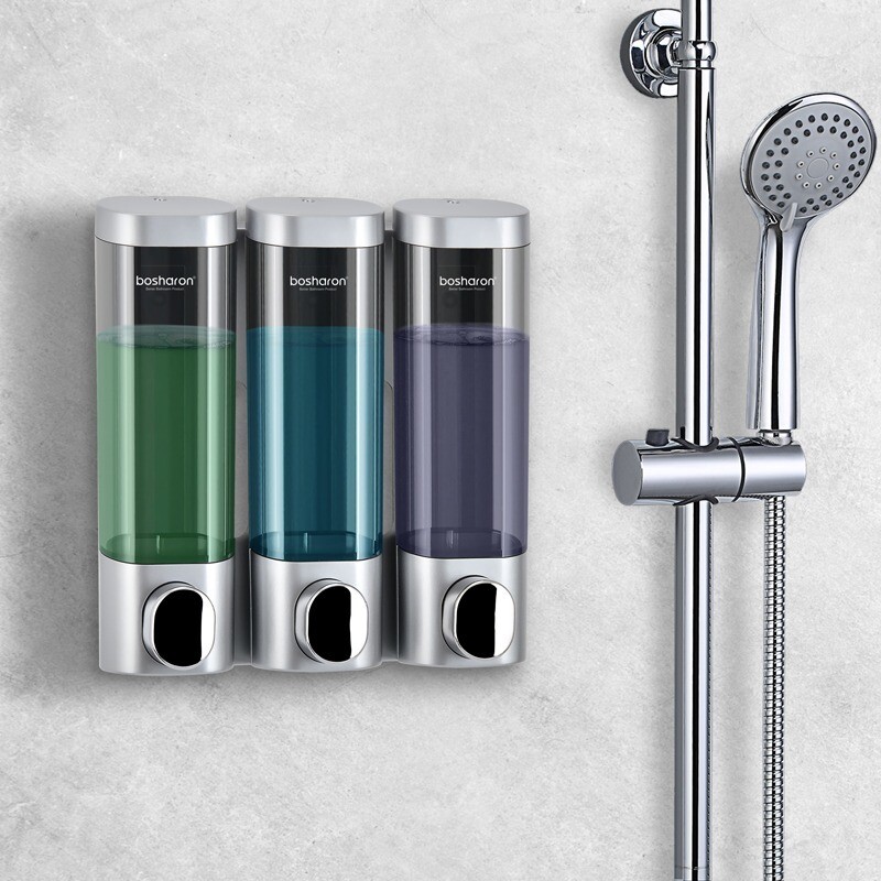 Liquid Soap Dispenser Shower Gel Shampoo Bottles Wall Mounted Bathroom ...
