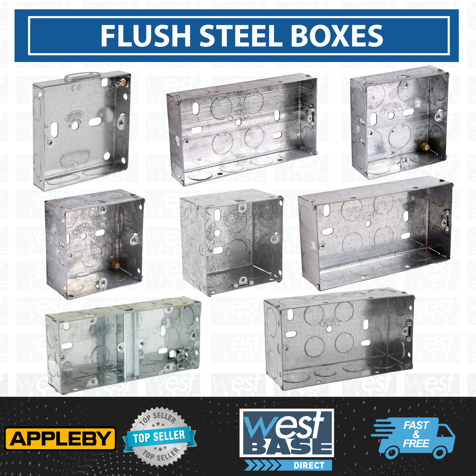 METAL BACK BOX Flush SINGLE DOUBLE Gang Dual Switch Socket 16mm 25mm ...