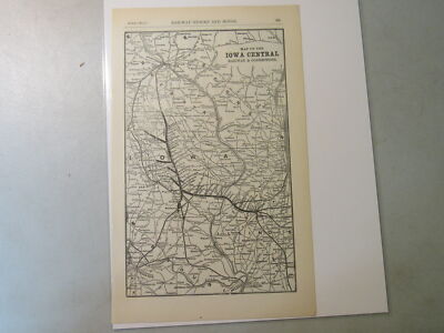 Original map of the Iowa Central Railway ~ 1911 | eBay