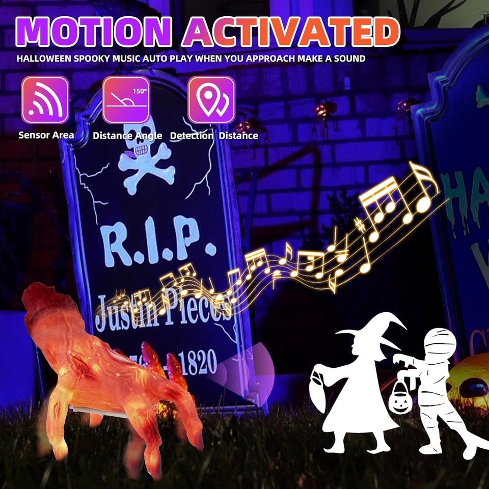 Halloween Decorations Crawling Hand,Halloween Automatic Warm White ...