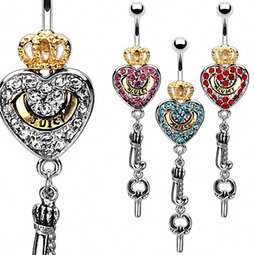 Belly Button Piercing Crown Heart | eBay