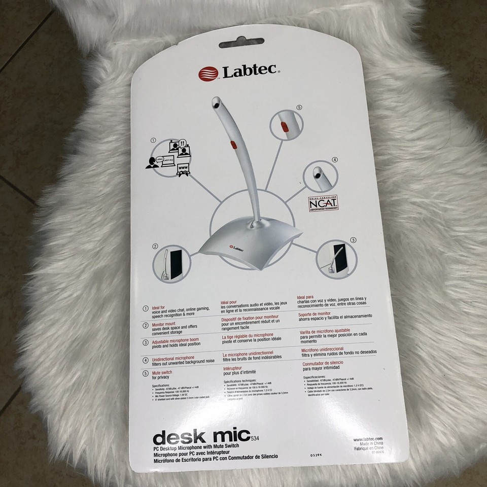 (NEW) Labtec PC Or Gaming Mic 534 Microphone W/Mute And Noise Filtering ...