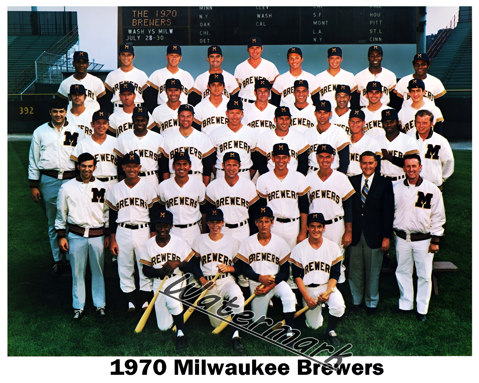 MLB 1970 Milwaukee Brewers Team Picture Inaugural 1st Season Color 8 X ...