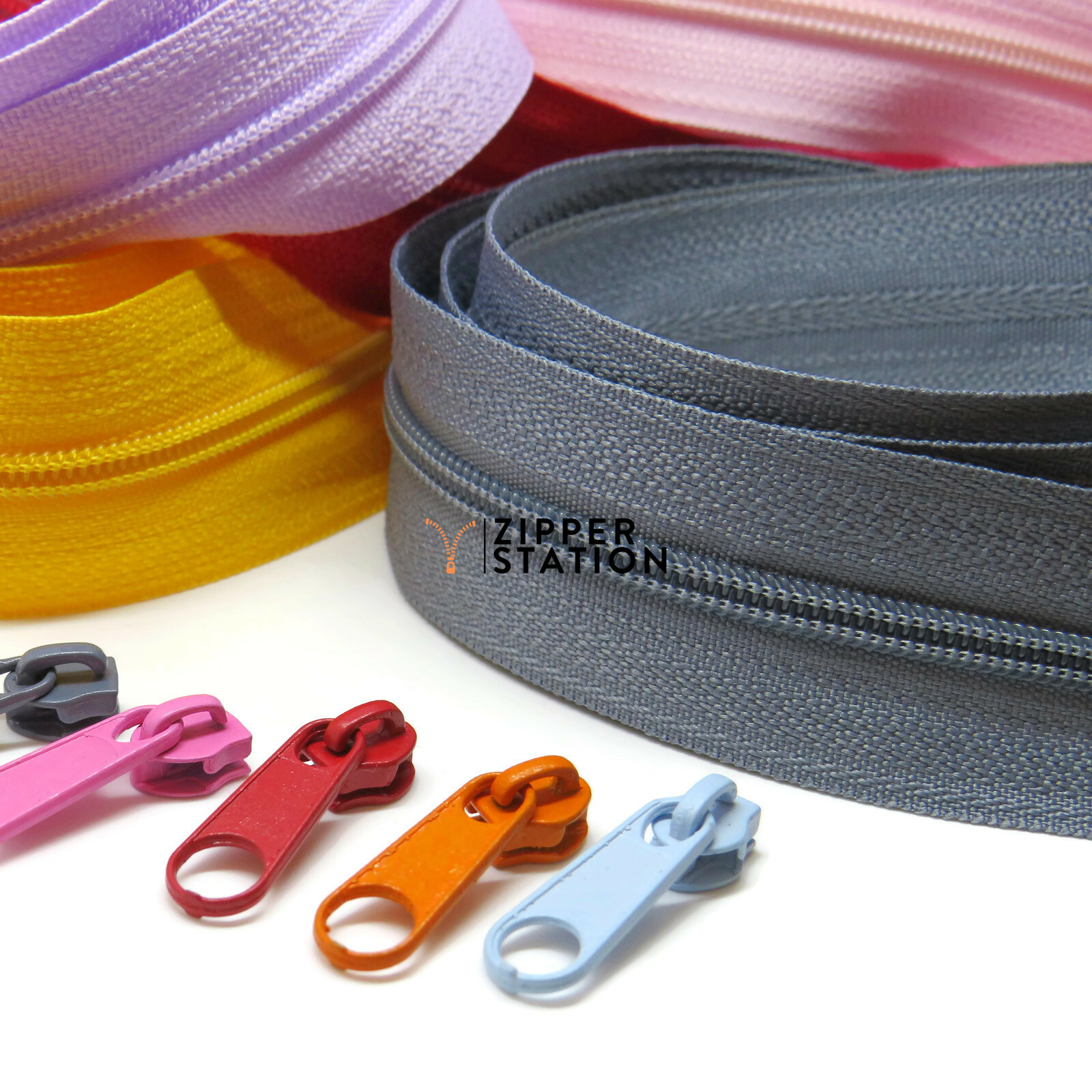 No3 Zip slides, pulls, #3 fastenings for continuous nylon coil zipper ...