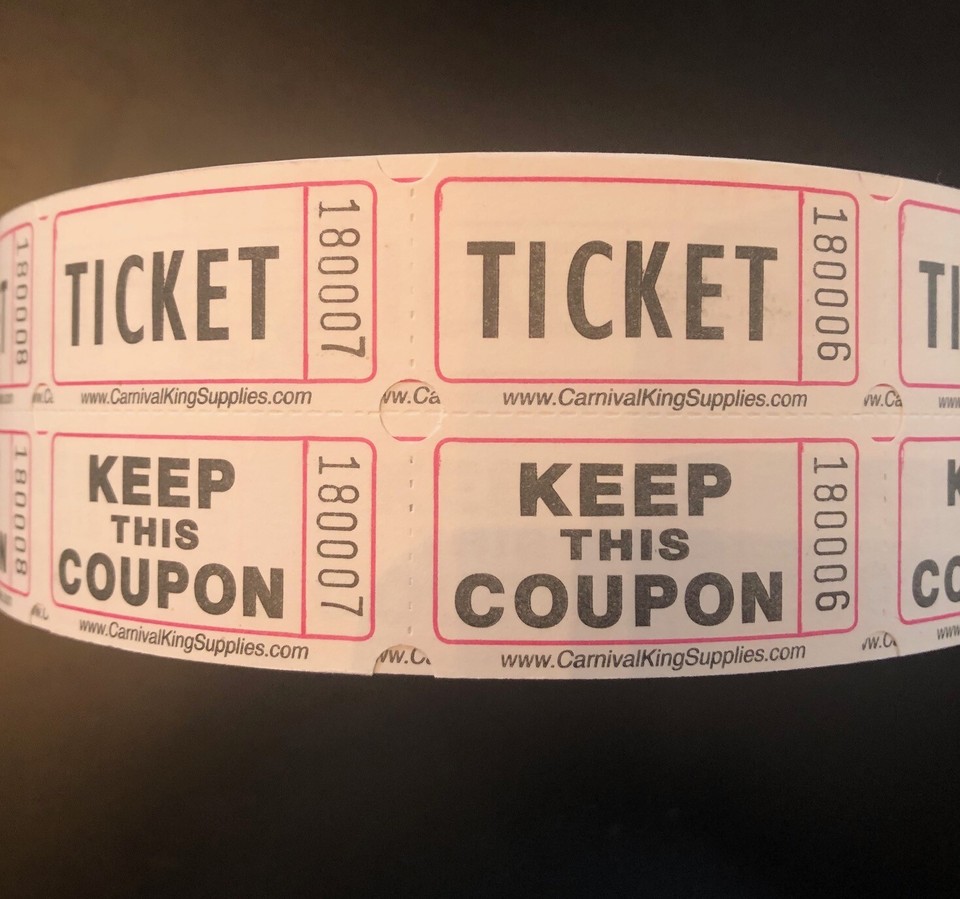 2000 DOUBLE STUB RAFFLE TICKETS ROLL - PARTY FAVORS PRIZES CARNIVAL ...
