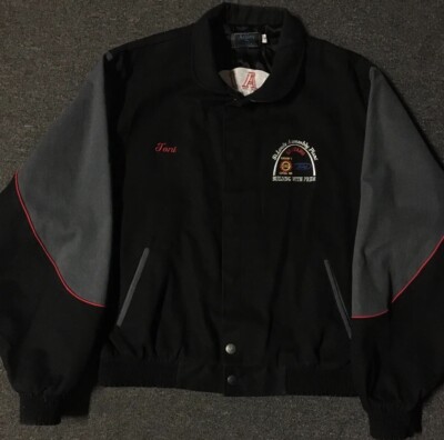 Vtg 90s Ford St Louis Plant UAW Worker Jacket L USA Racing Car NASCAR ...