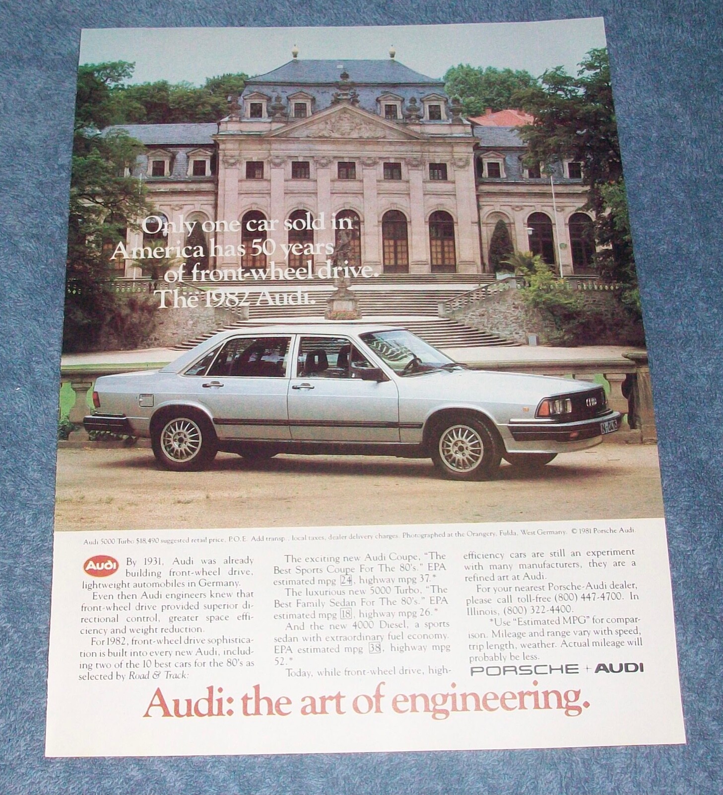 1982 Audi 5000 Turbo Vintage Ad "Only One Car Sold in America Has 50 ...
