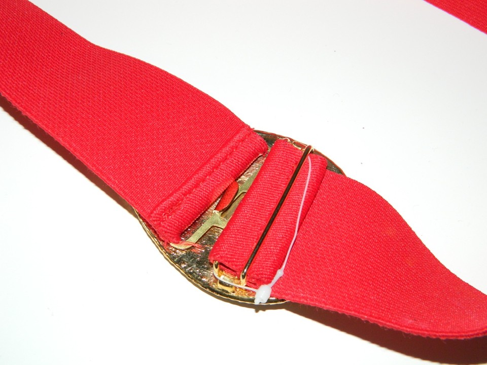 Vintage Day Lor Red & Gold Tone Women's Statement Elasticated Belt ...