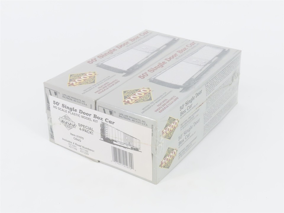 HO Scale PROTO 2000 Kit #21970 CB&Q Burlington Route 50' Box Car 4-Pack ...
