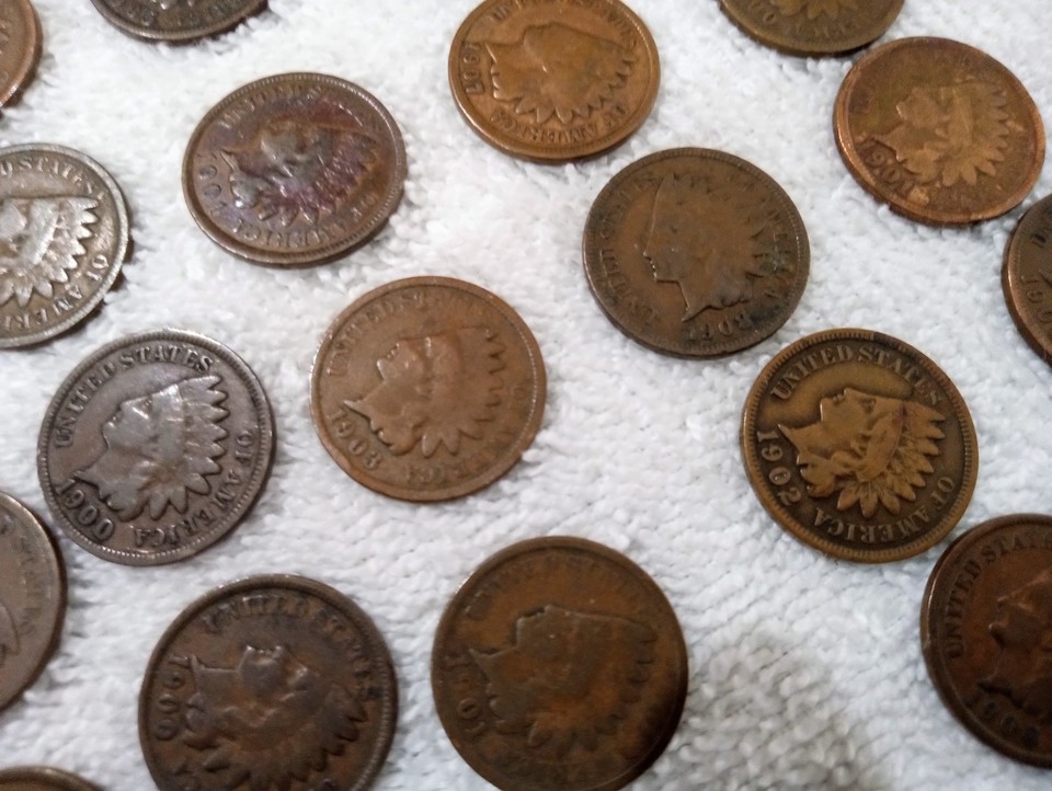 Indian Head Pennies Lot 49 MIXED 1890s-1908 Plus Steel & Uncirculated ...