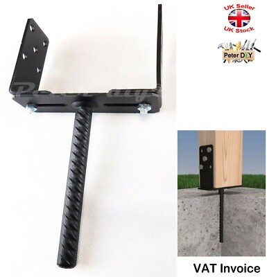 Heavy Duty BLACK DECORATIVE Adjustable Post Support WITH BAR For Beams ...