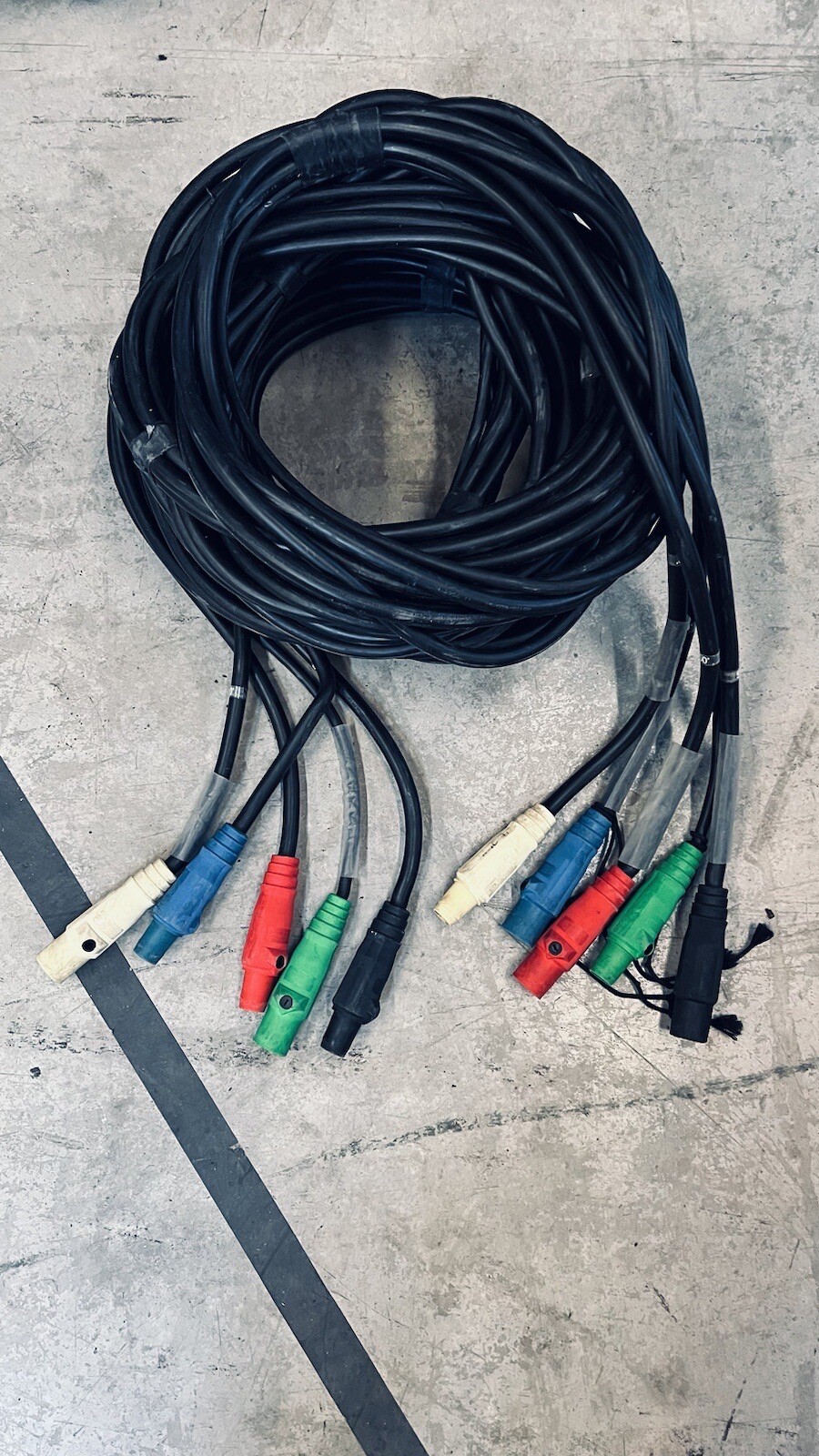 2/0 Camlok 50' 5-wire Feeder Stage power. Banded With electrical Tape ...