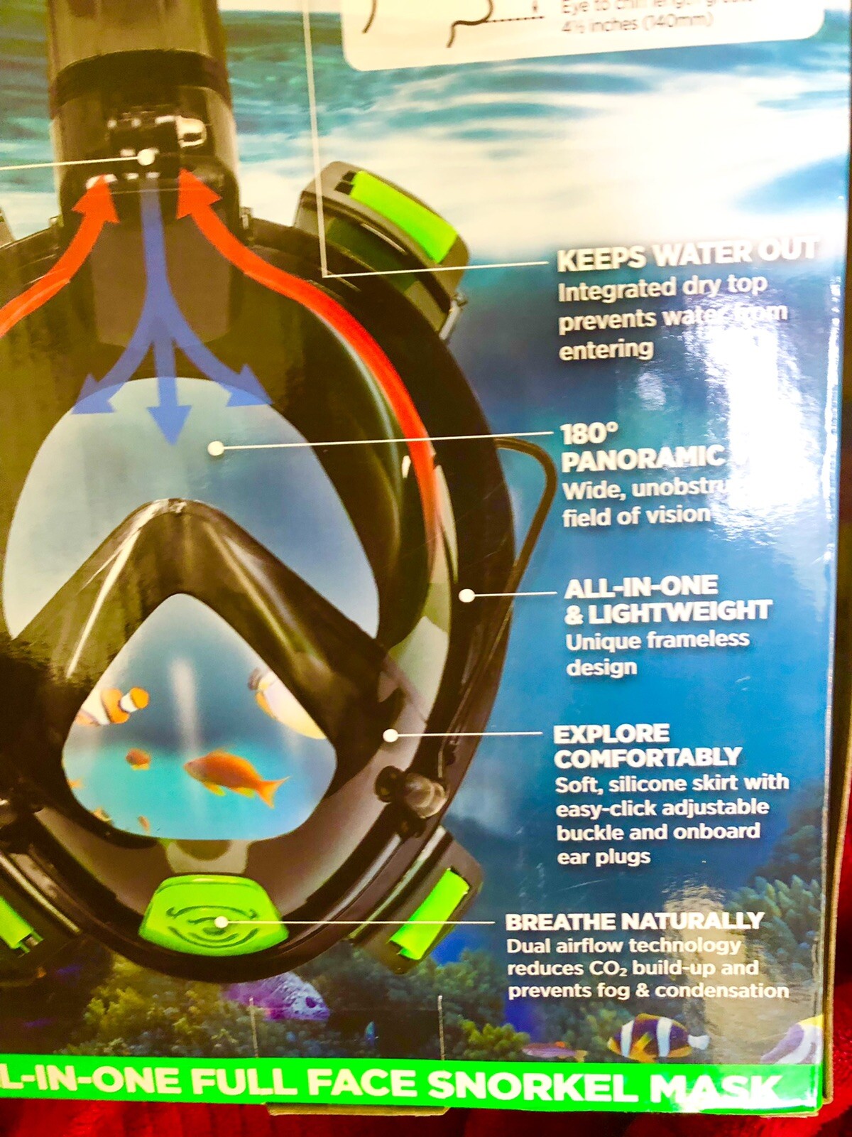Dolfino Frontier All-in-one Full Face Snorkel Mask Adult Large/XL works ...