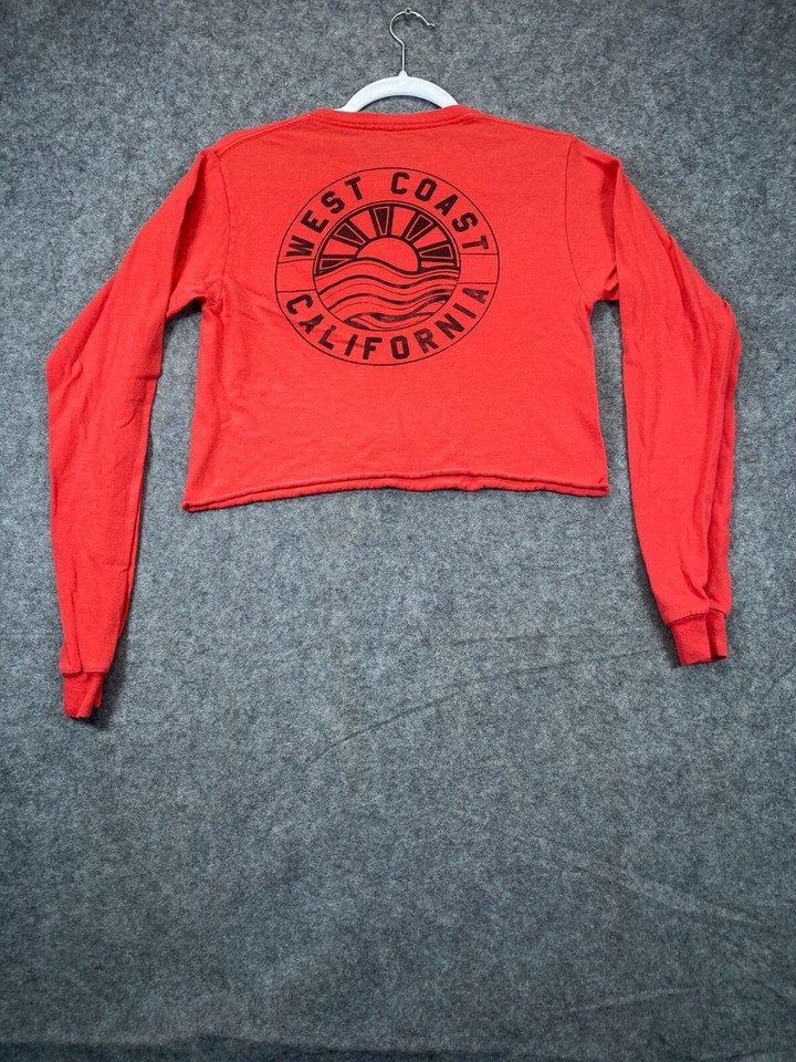 Fifth Sun West Coast California LA Crop T Shirt Women S Small Red Long ...
