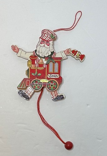 Vintage Kurt Adler Wooden Jumping Jack Pull String Santa Train Toy ...