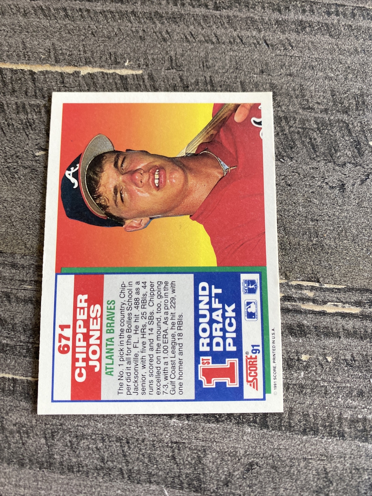 1991 Score RC #671 Chipper Jones Rookie Card Atlanta Braves | eBay