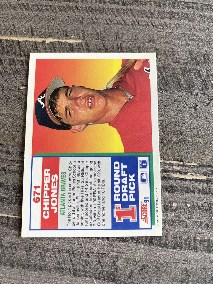 1991 Score RC #671 Chipper Jones Rookie Card Atlanta Braves | eBay