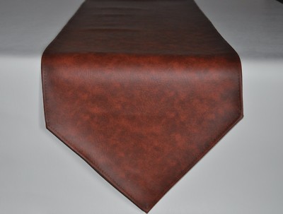 Brown & Tan Faux Leather Table Runner 33cm wide 1 - 4 meter long Wipe ...