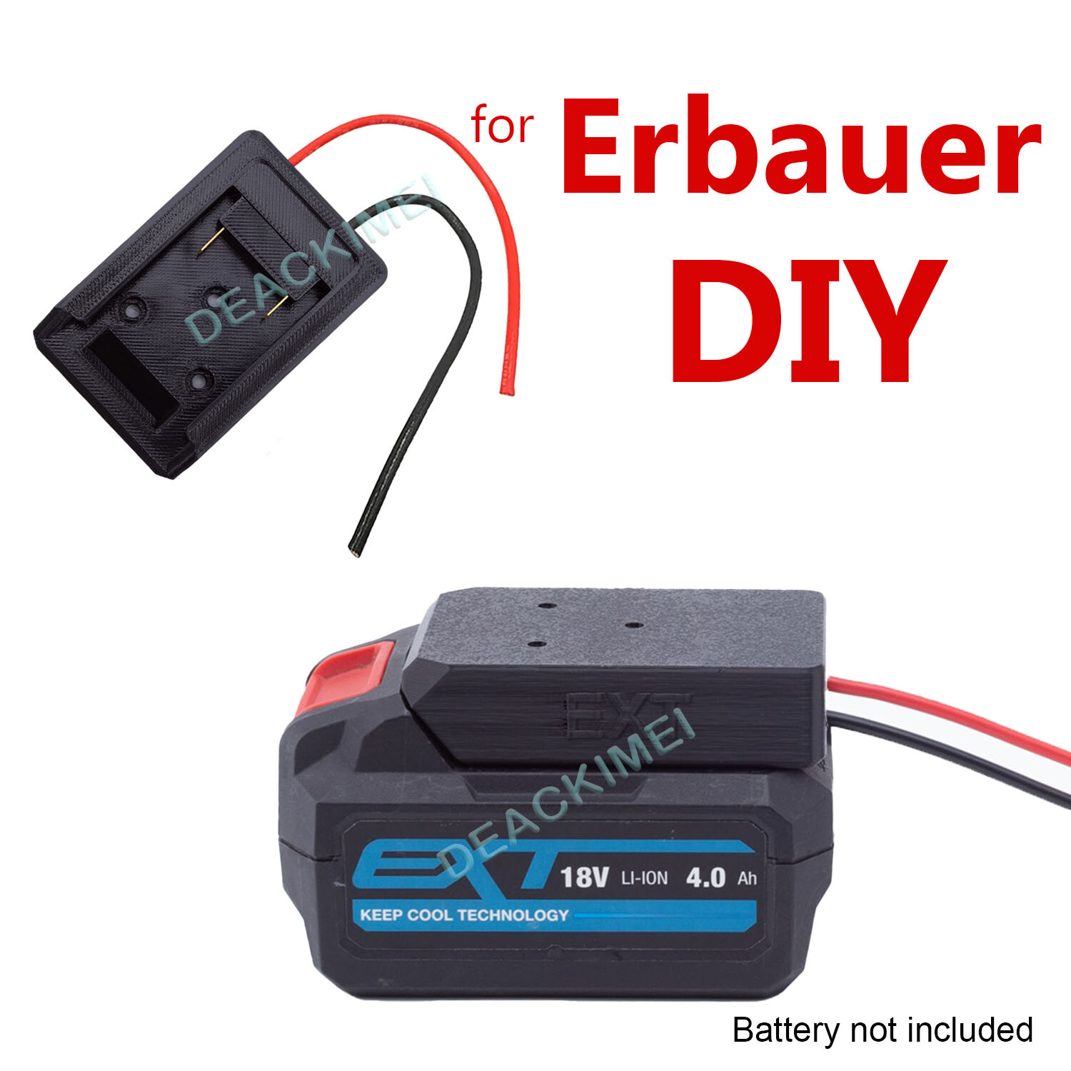 Power Wheels Adapter for Erbauer EXT 18V Li-ion Battery Cable Connector ...