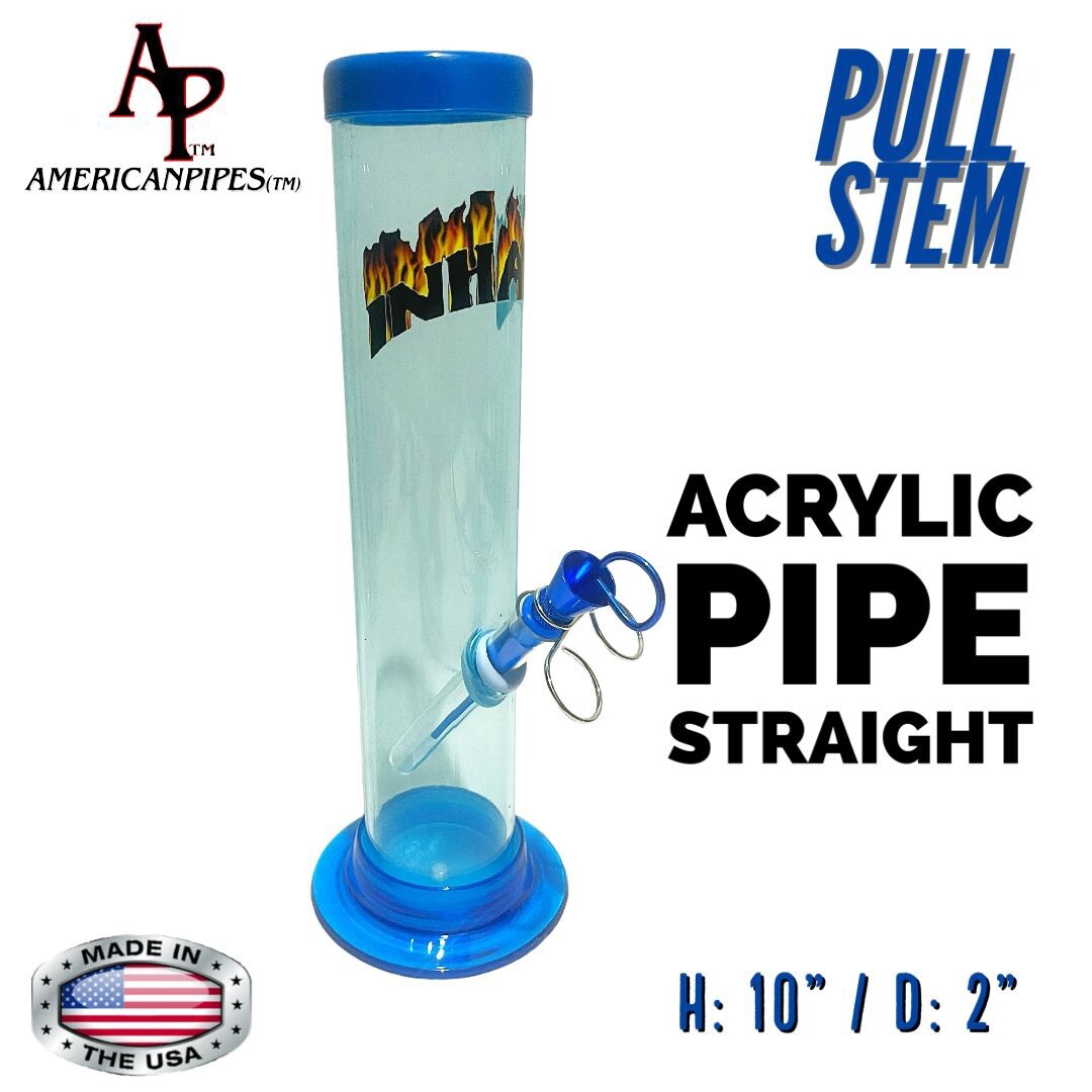 INHALE®️ 2x10" STRAIGHT ACRYLIC HOOKAH WATER PIPE PULL STEM MADE IN THE ...