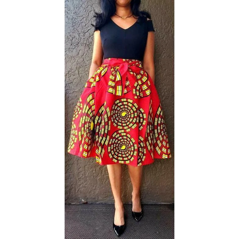 African High Waist Flaired Skirts