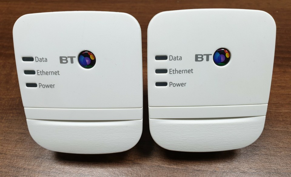 2 x BT Broadband Extender 600 wired AV600 Powerline Adapters + 2 x ...