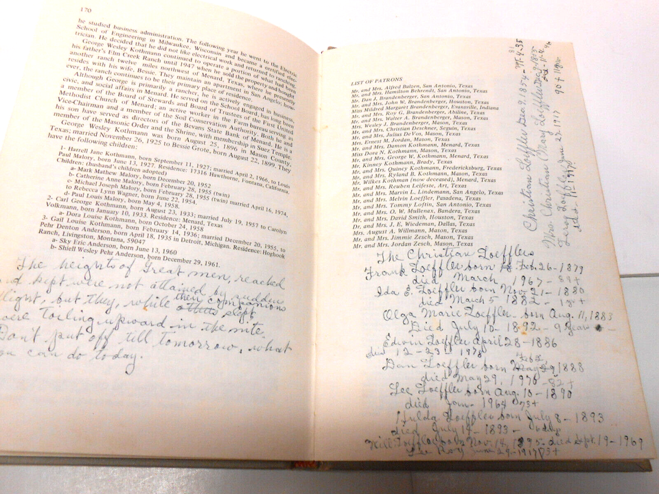 Collection Genealogy Brandenberger Mason County Texas Book cards ...