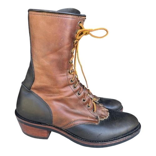 Vintage Leather Packer Lacer Work Boot Men size 10 | eBay