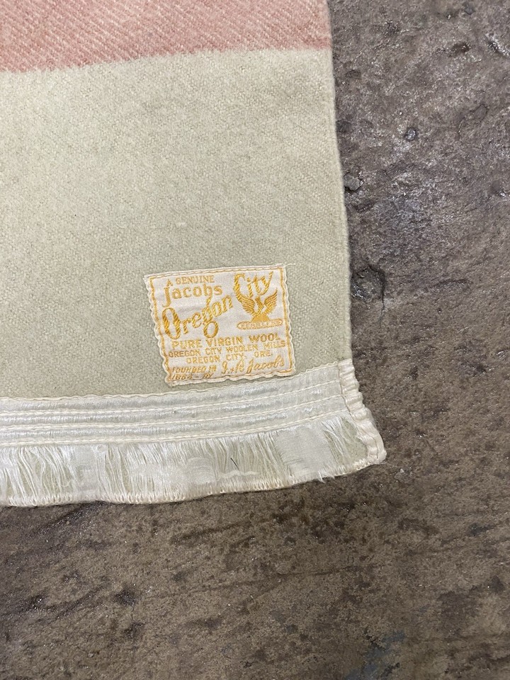 Vintage Jacobs Oregon City stripe 3 1/2 point Wool Blanket 63x74 | eBay