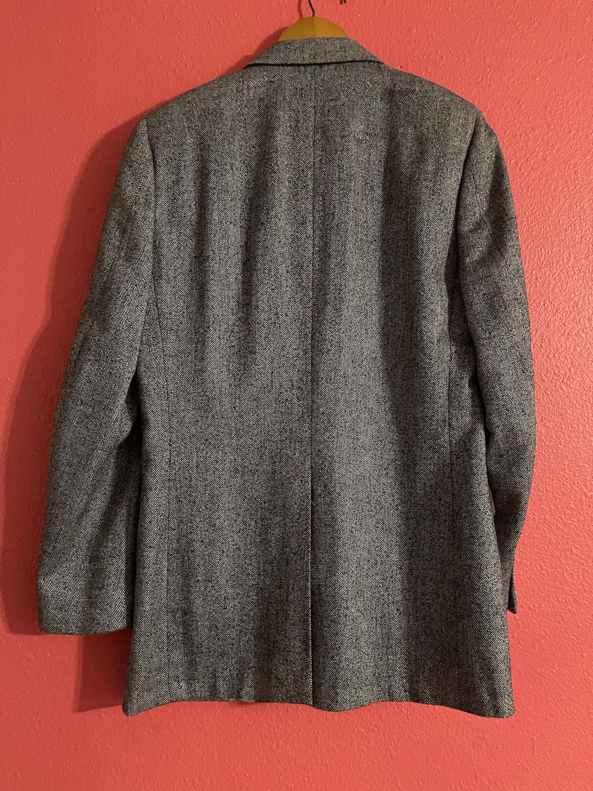 COUNTESS MARA Vintage Mens Blazer Jacket Suit Coat Black Tweed 38 Short ...