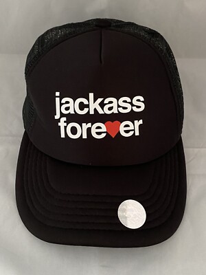 Jackass Forever Movie Promo Trucker Hat Adult Snapback Black Mesh Back ...
