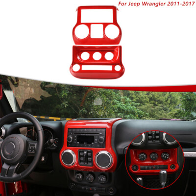 Red Center Console Cover & A/C Switch Panel Trim For Jeep Wrangler JK ...