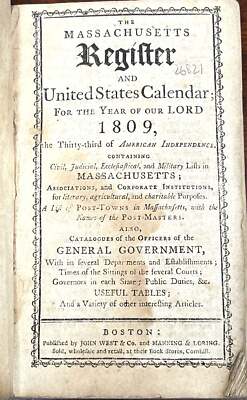 Almanac / MASSACHUSETTS REGISTER And UNITED STATES CALENDAR For the ...