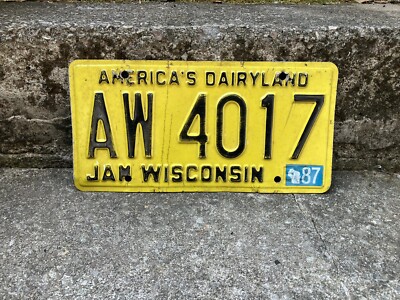 Authentic 1987 Wisconsin License Plate Vintage Metal Auto Tag | eBay